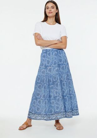 Gerard Darel Jupe midi imprim&eacute; cachemire - VALORA - Turquoise