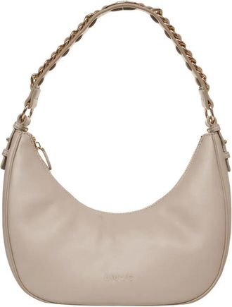 Liu Jo Hobo Bags - Half-Moon Leather Handbag With Chain Strap - Gr. unisize - in Beige - für Damen