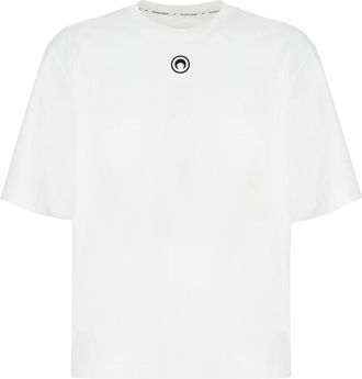 Marine Serre Homme, Tops, Blanc, Taille: S T-shirt uni en coton