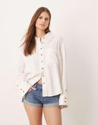 Free People Laurel - Top avec lin majoritaire - Ivoire &eacute;pur&eacute;-Blanc