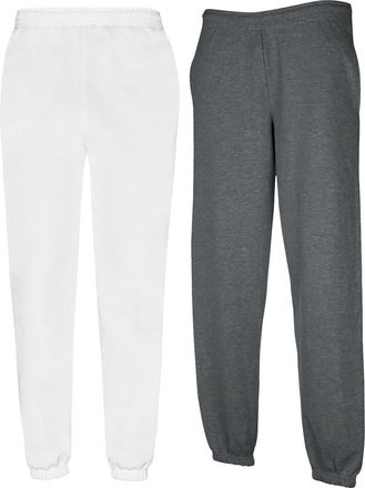 Fruit Of The Loom Classic Jog Pants Herren Jogginghose mit elastischem oder offenem Beinabschluss (L, 1x Dark Heather + 1x Weiss Elastisch + 1 HL Kauf Notizblock)