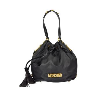 Moschino Femme, Sacs, Noir, Taille: ONE Size Logo Bucket Bag