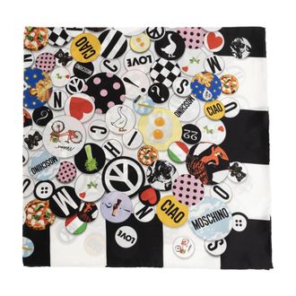 Moschino unisex, Accessoires, Multicolore, Taille: ONE Size Foulard en soie imprim&eacute;e