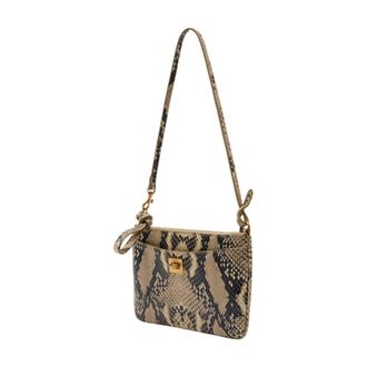 Balenciaga Womens Rodeo Clutch Beige Pythonskin