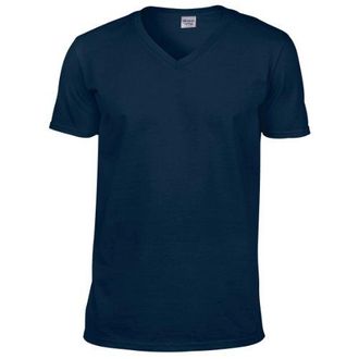 Gildan Soft Style V-Neck T Shirt, Bleu Marine, XXL Homme