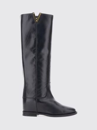 Via Roma 15 Bottes hautes au genou en cuir de veau &agrave; talon moyen