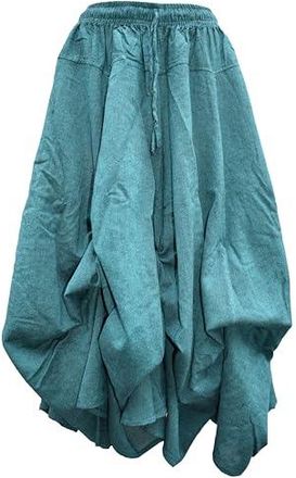 Gheri Jupe mi-longue 2 en 1 en coton style boh&egrave;me pour femme, vert pomme, Taille unique