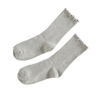 Generic Semelles crew en coton pour femme, fines, douces, respirantes, volants, taille rabattable, tube moyen, semelles de cheville pour le travail d&eacute;contract