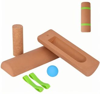 Generic 4-in-1-Balance-Board-Fu&szlig;st&auml;rkungsset Aus Kork, Balance-Bl&ouml;cke, Roller, Massageball Und Zehenb&auml;nder - Kn&ouml;chelstabilit&auml;t Und Physio&uuml;bungen For Zu Hause