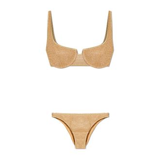 Os&eacute;ree Zweiteiliger Rollkragen-Badeanzug mit Lurexfaden - - Swimwear - Damen - Gelb - L