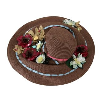 Dolce & Gabbana Femme, Accessoires, Brun, Taille: 57 CM Floral Floppy Hat