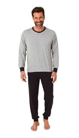 Normann Pyjama à manches longues pour homme avec poignets au look élégant et intemporel, gris, 56