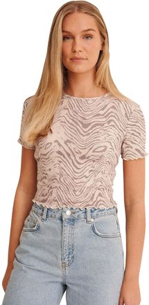 NA-KD Damen Babylock Top T-Shirt, Warmes Holz, X-Large