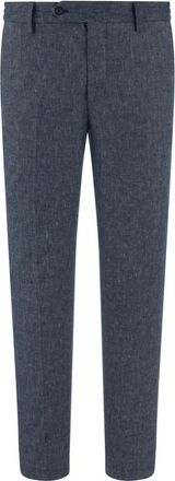 Boggi Milano Homme, Pantalons, Bleu, Taille: W36 Pantalon en coton et lin stretch