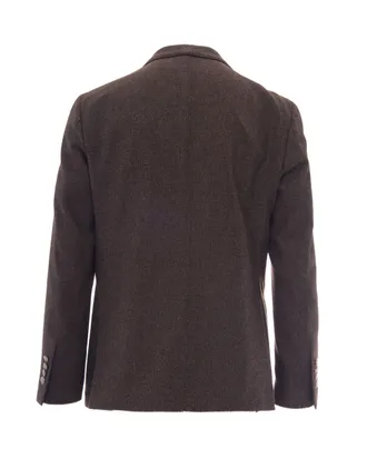 Eleventy Mens Double-Breasted Jacket Dark Brown Wool Cotton Cashmere