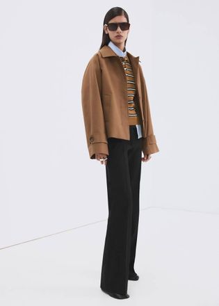 Mango Gestreifter Pullover mit Polokragen karamell - Damen - XS - MANGO