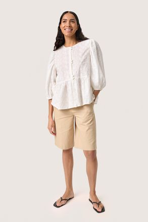 Soaked In Luxury Kurzarm-Bluse Lockere Passform Broken White offwhite