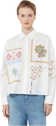 Max Mara Femme, Blouses et Chemises, Multicolore, Taille: 34 FR Camicia cropped en popeline de pur coton