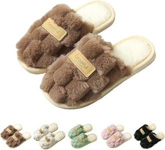 Generic Pantoufles dhiver pour femme - En peluche - En mousse &agrave; m&eacute;moire de forme - L&eacute;g&egrave;res - Chaudes et confortables - Chaussons moelleux - Pantoufles doubl&eacute;e