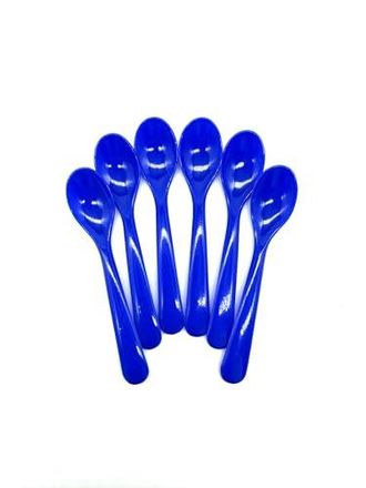 Kimmel 6 St&uuml;ck Eierl&ouml;ffel Plastikl&ouml;ffel Babyl&ouml;ffel Eisl&ouml;ffel Joghurtl&ouml;ffel Dessertl&ouml;ffel 12 cm lang Mehrwegbesteck, aus gepr&uuml;ften Kunststoff, Farbe blau