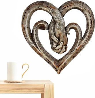 Generic Herzskulptur - Moderne Liebeskunstwerk, romantische Wanddekoration | Skulptur Herzdekor für Wand, Herzskulptur Hände Ornament Symbol für Immer Liebe d