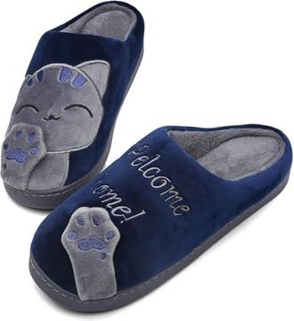 Mishansha Pantoufles Hiver Homme Peluche Chaudes Chaussons Coton Doublure Accueil Antid&eacute;rapante Int&eacute;rieure Slippers Bleu 39/40 EU(Taille du Fabricant 40/41)