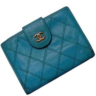 Chanel Portefeuille bi-pli Pre-owned - Femme - Pre-owned - Bleu - Taille: ONE Size