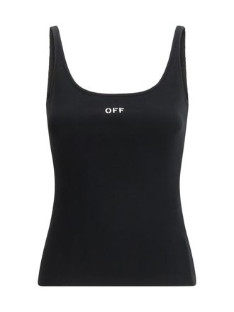 Off-white Womens Tank Top Ribbed Cotton Black-White Black/white
