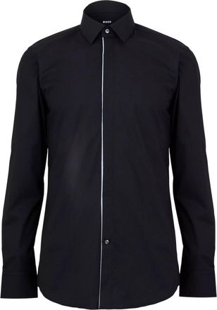 HUGO BOSS Hemd f&uuml;r Herren, Punkt Kragen, Lang&auml;rmlig (Schwarz)