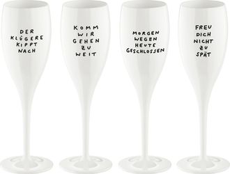 Koziol CHEERS No. 1 Sektglas 100ml | 4er-Set (SPRUCHREIF)
