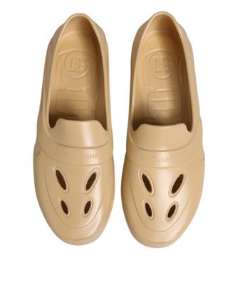 Dolce & Gabbana Mens Beige Rubber Slides Low Top Sneakers Shoes Tb+tu