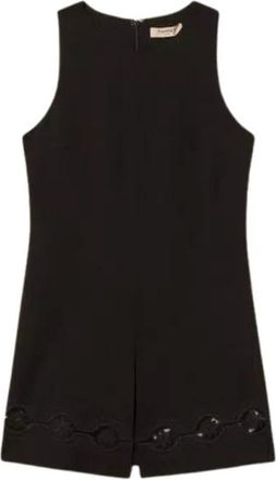Twinset Femme, Blouses et Chemises, Noir, Taille: 38 FR Tunique avec Broderies Florales