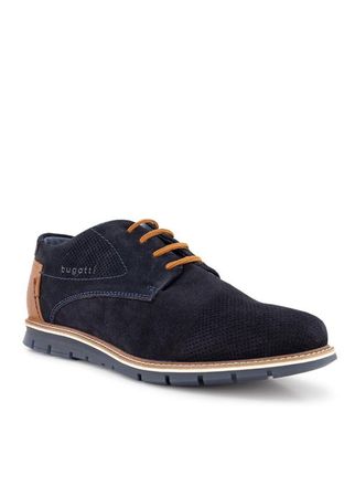 Bugatti Herren Schn&uuml;rschuhe blau Veloursleder