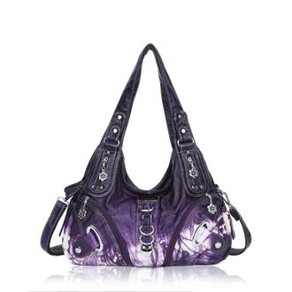 Angel Kiss Hobo Geldbörsen und Handtaschen für Damen Satchel Handtasche Frauen Geldbörsen Groß Täglich Schultertasche, Violett (Amaranth Red), Large