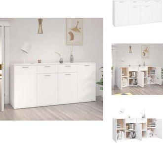 vidaXL Vidaxl - Buffet Blanc 160x36x75 cm Bois ding&eacute;nierie - Buffet Blanc - Meuble Rangement - Armoire Entr&eacute;e - Buffet Design - Mobilier Salon