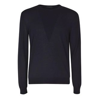 Zanone Marineblauer Baumwoll-Rundhalspullover - - Knitwear - Herren - Blau - 3XL