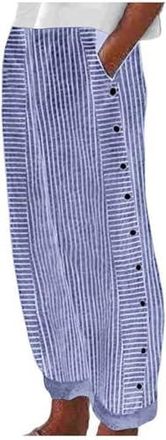 Generic Pantalon en coton et lin pour femme - Jambe large - Pantalon de plage d&eacute;t&eacute; confortable - Pantalon de yoga Palazzo - XIYU26041, noir fonc&eacute;, 3XL