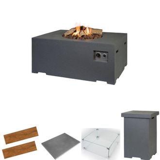 Happy Cocooning Mania Feuertisch Komplettset 19,5 kW rechteckig gro&szlig; 107x80x46 cm Beton-Optik grau - Happy Cocooning