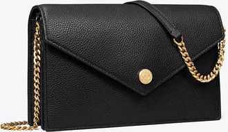 Tory Burch Damen Strukturierte Geldb&ouml;rse im Kuvert-Stil mit Kette