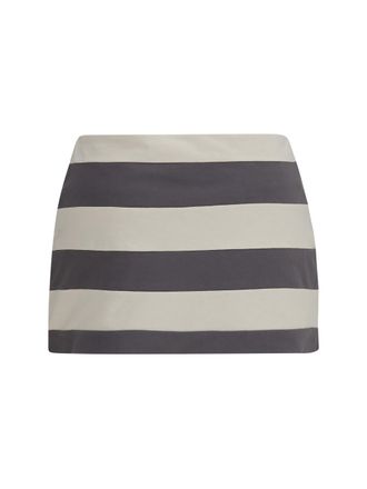 Miu Miu Womens Mini Skirt Striped Cotton Chalk-Iron Chalk/iron