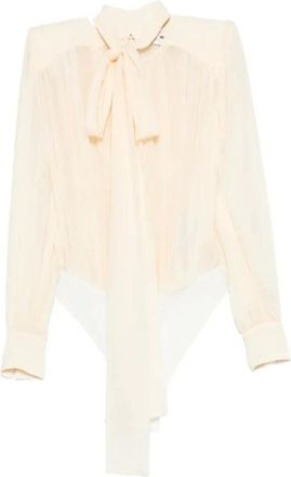 Elisabetta Franchi Femme, Tops, Beige, Taille: 42 FR Butter Silk Bodyshirt