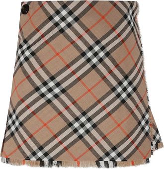 Burberry Femme, Jupes, Beige, Taille: 34 FR Mini-jupe en twill brod&eacute;