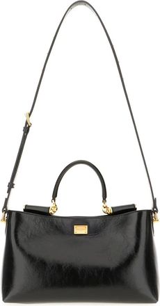 Dolce & Gabbana Femme, Sacs, Noir, Taille: ONE Size Vittoria Leather Tote Bag