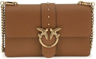 Pinko Schultertasche aus braunem Kalbsleder Bos Taurus