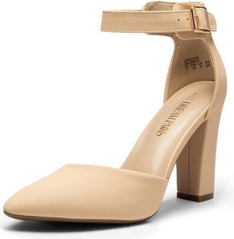 Dream Pairs Escarpins à talons hauts pour femme - Bout pointu - Sangle de cheville - Pour fête de mariage, Nubuck nubuck, 36 EU
