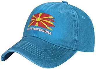 Generic Pare-Soleil Casquette Drapeau De La Mac&eacute;doine du Nord, Denim De Mac&eacute;doine du Nord Casual Casquette Trucker L&eacute;ger Visiere pour Homme Golf Hip Hop