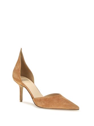 Francesco Russo Womens Dorsay Flame Suede Pumps Pumpkin High Heel Shoes