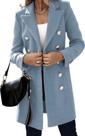 Generic Trench coat long pour femme, trench coat croisé pour femme, veste longue à revers crantés, vêtements dextérieur