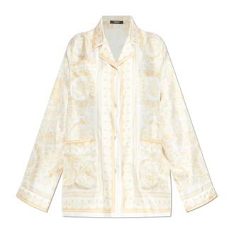 Versace Femme, Blouses et Chemises, Beige, Taille: 36 FR Chemise en soie &agrave; imprim&eacute; La Coupe des Dieux