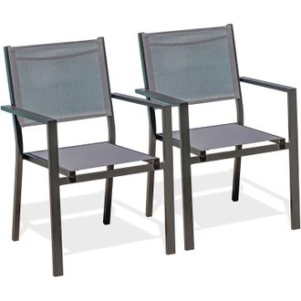 DCB Garden Dcb Garden - tolede - Lot de 2 fauteuils de jardin en alu toile plastifi&eacute;ee